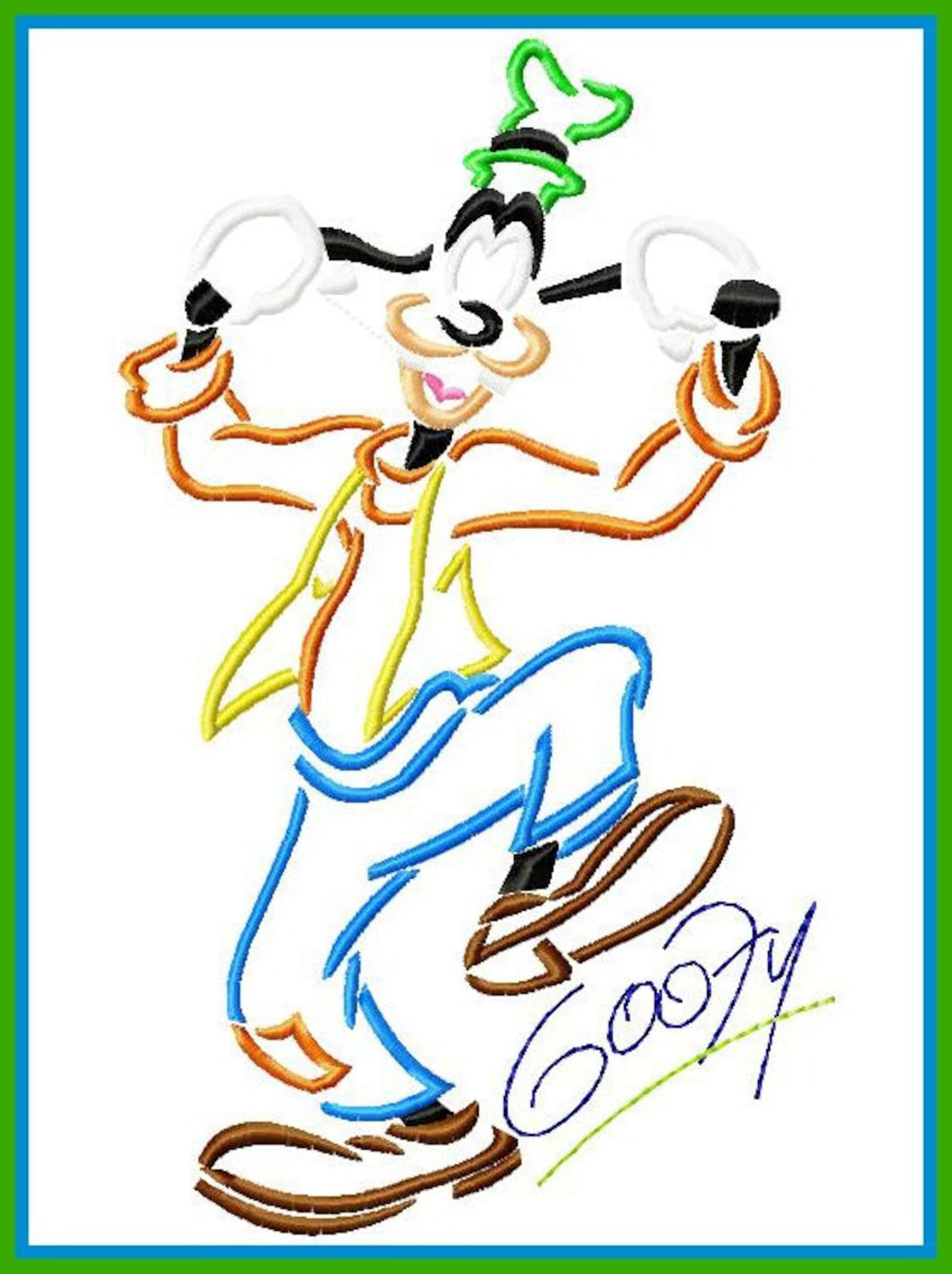 Goofy Sketch With Autograph Combo Digital Embroidery Machine Design ...