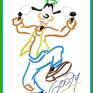 Goofy Sketch With Autograph Combo Digital Embroidery Machine | Etsy