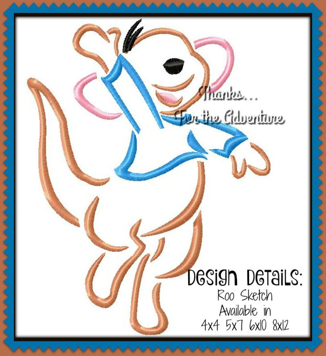 Kanga's Baby Roo From Winnie the Pooh Sketch Digital Embroidery Machine ...