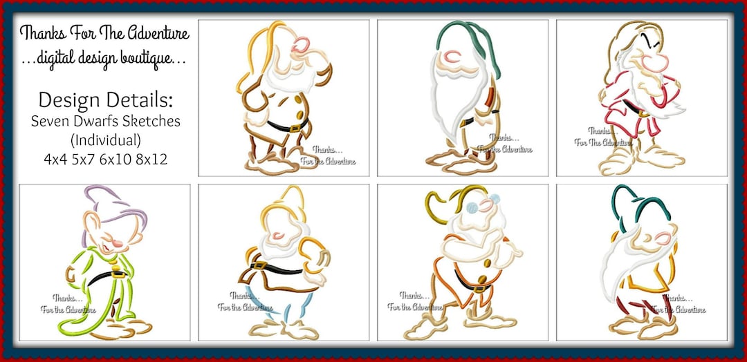 Seven Dwarfs (individual) Sketch Pack Snow White and the Seven Dwarfs ...