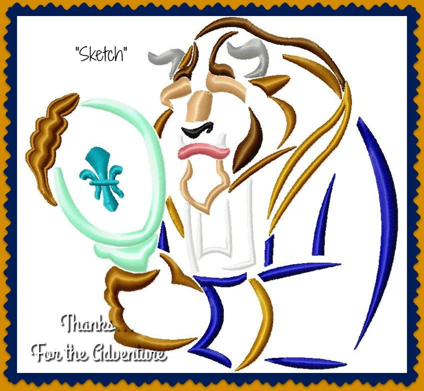 Beast With the Magic Mirror From Beauty and the Beast Sketch | Etsy