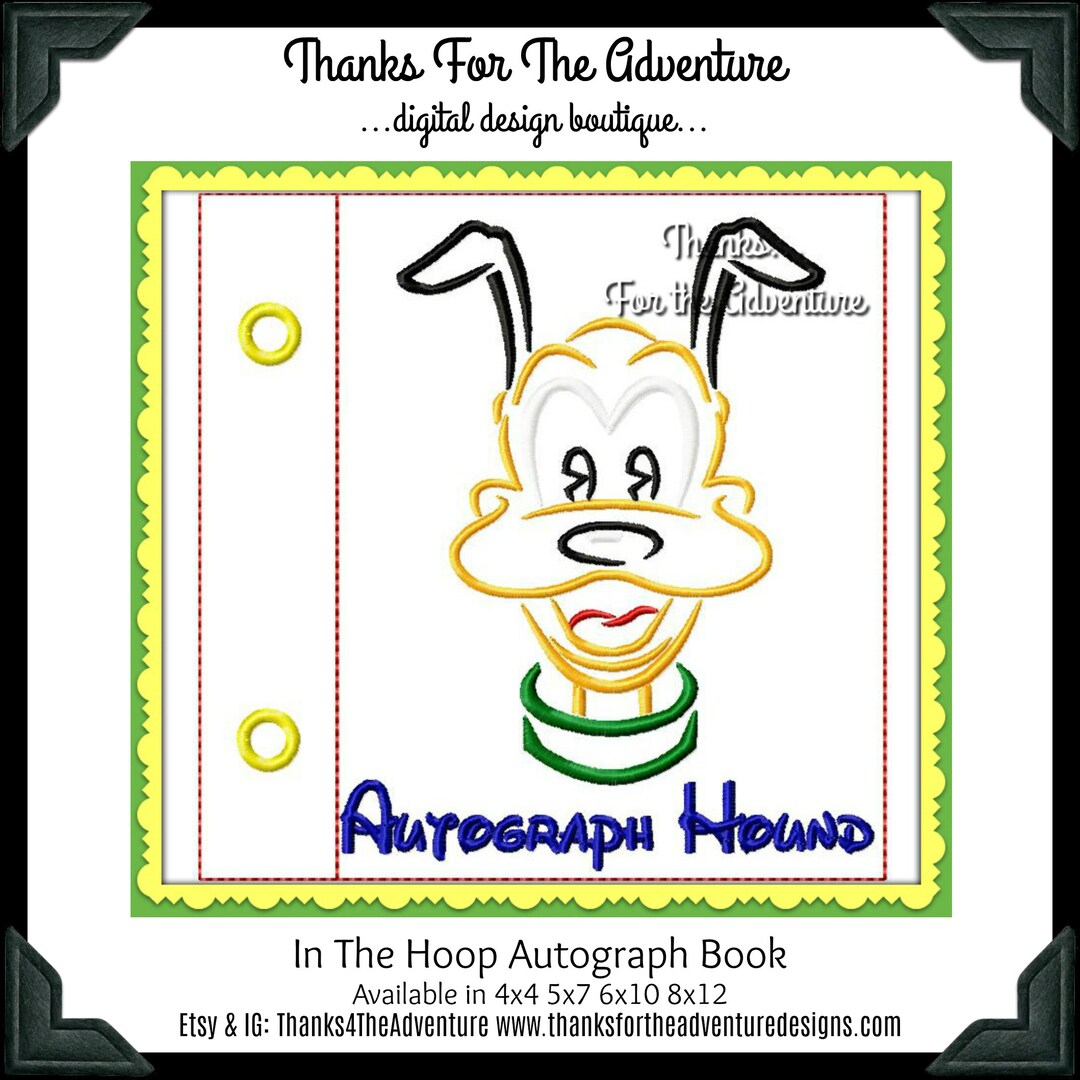 In the Hoop Walt World Mickey's Dog Pluto Autograph Book Sketch Digital ...