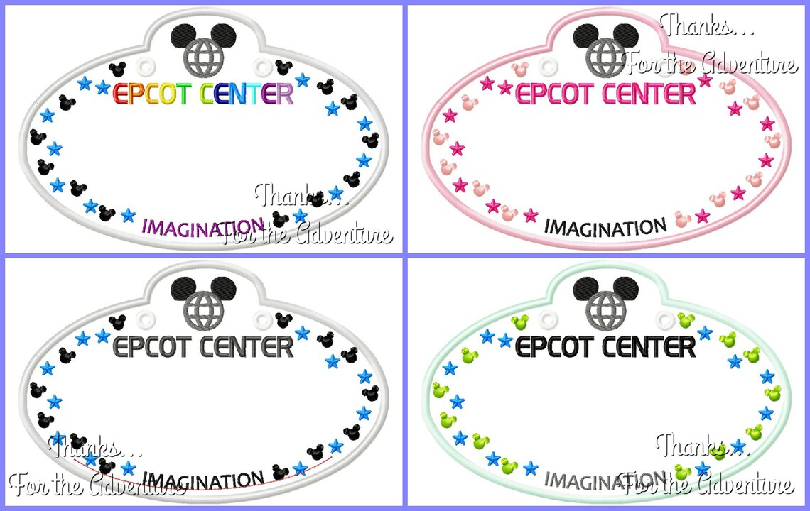 In the Hoop World Epcot Cast Member Name Stroller Tag Applique Digital ...