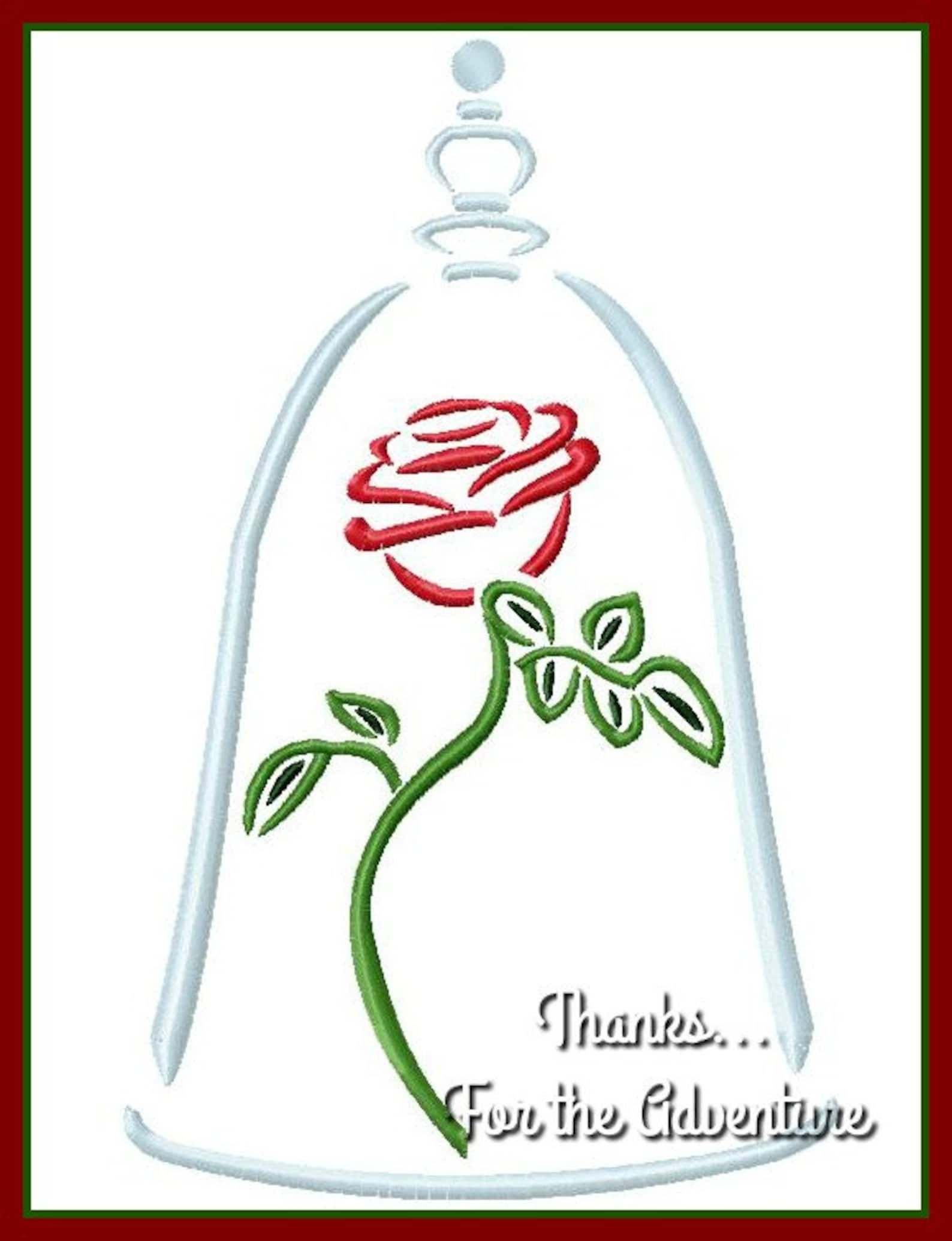 Princess Belle's Rose Beauty and the Beast Sketch Digital Embroidery ...
