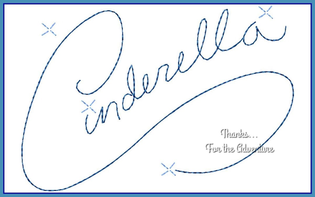 Princess Cinderella Autograph Digital Embroidery Machine Design File ...