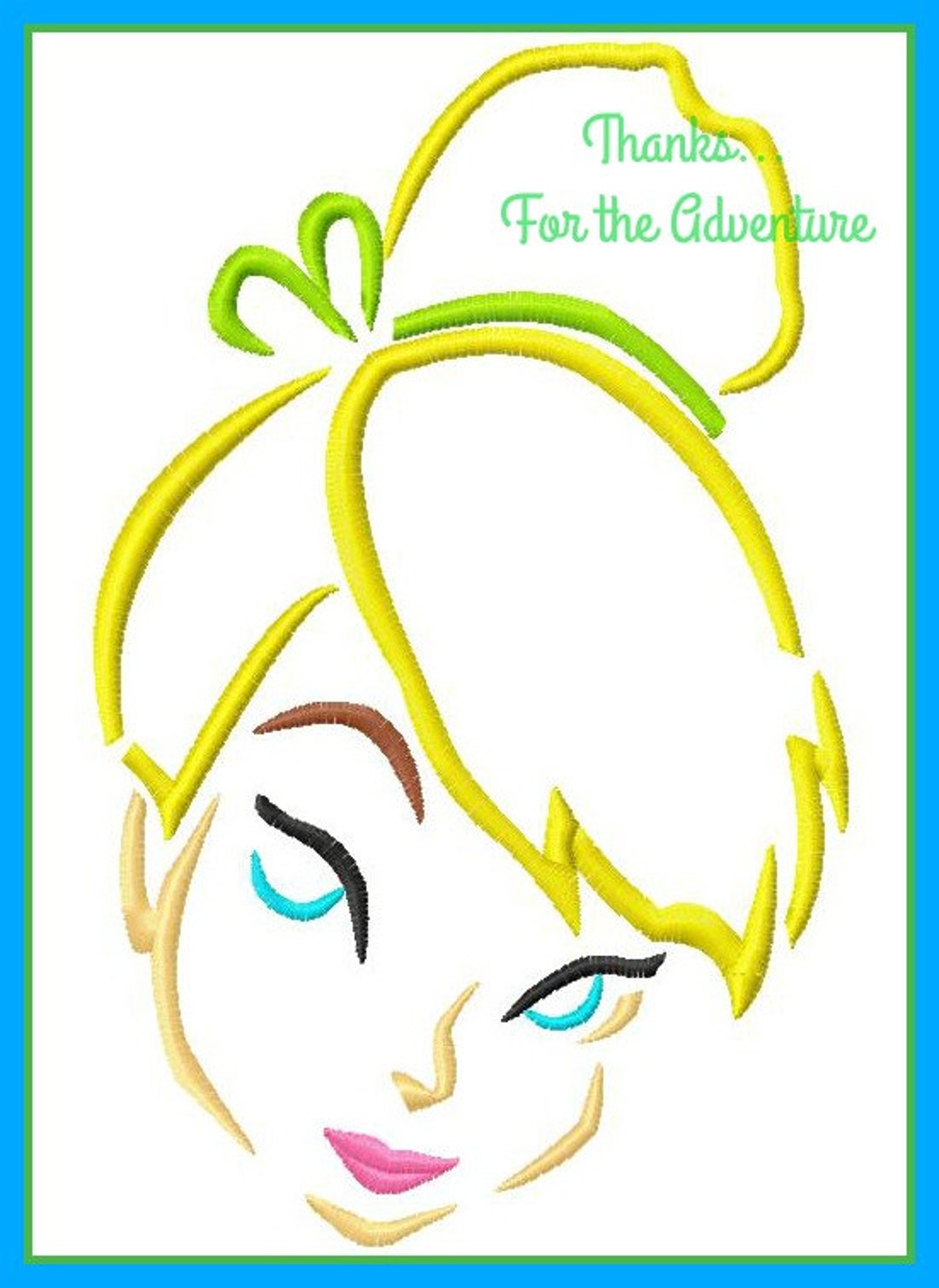 Tinker Bell Sketch Digital Embroidery Machine Design File 4x4 5x7 6x10 ...