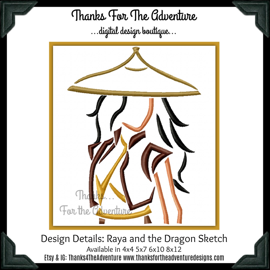 Sketch- Raya and the Last Dragon Sketch Digital Embroidery Machine ...
