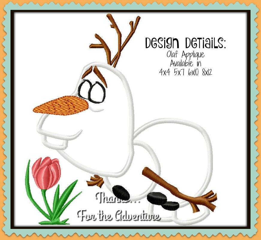 Olaf From Frozen 2 With the Flowers Digital Embroidery Machine Applique ...