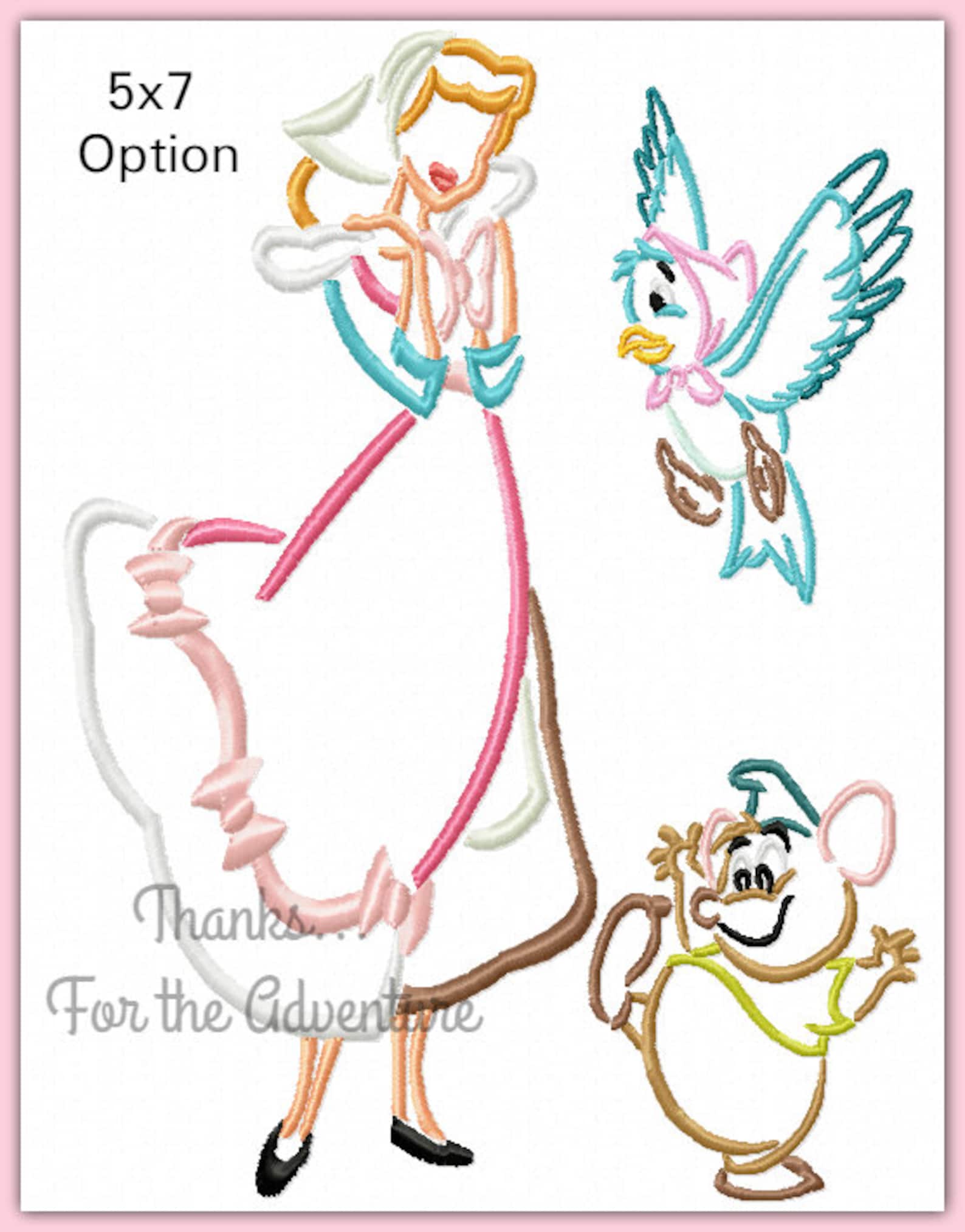 Sketch- Cinderella and Her Pink Dress Making Mice Parade Digital ...