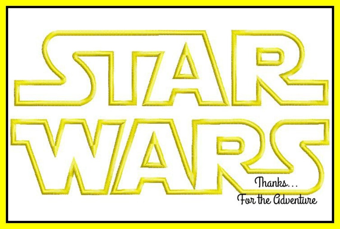 Star Wars Logo Digital Embroidery Machine Applique Design File 4x4 ...