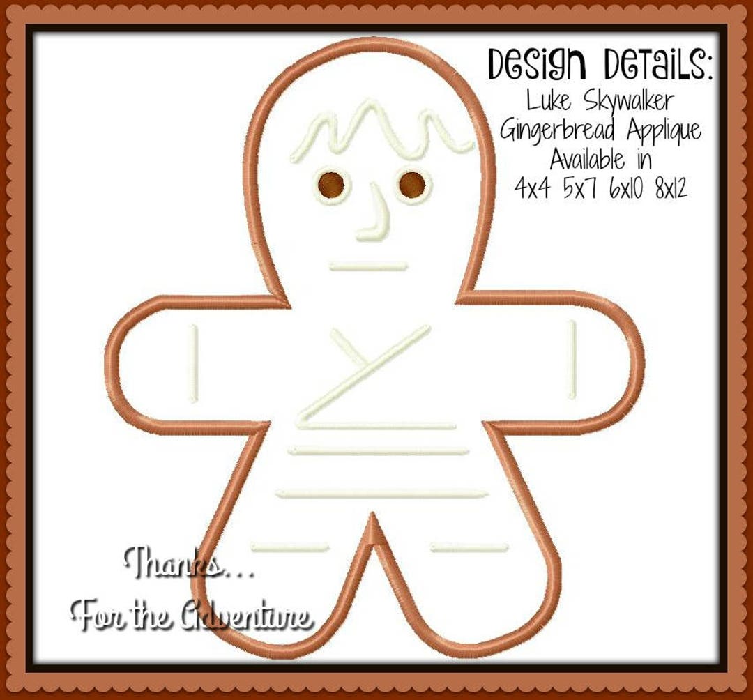 Star Wars Luke Skywalker Gingerbread Cookie Digital Embroidery Machine ...