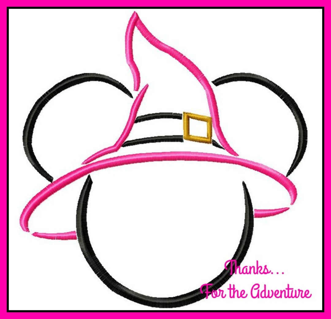 Halloween Minnie Mouse Witch Hat Digital Embroidery Machine Sketch ...