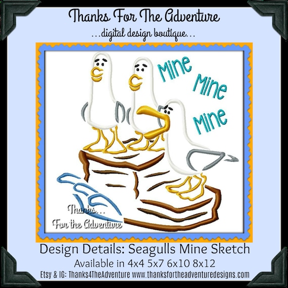 Mine Seagulls From Finding Nemo and Finding Sketch Digital - Etsy