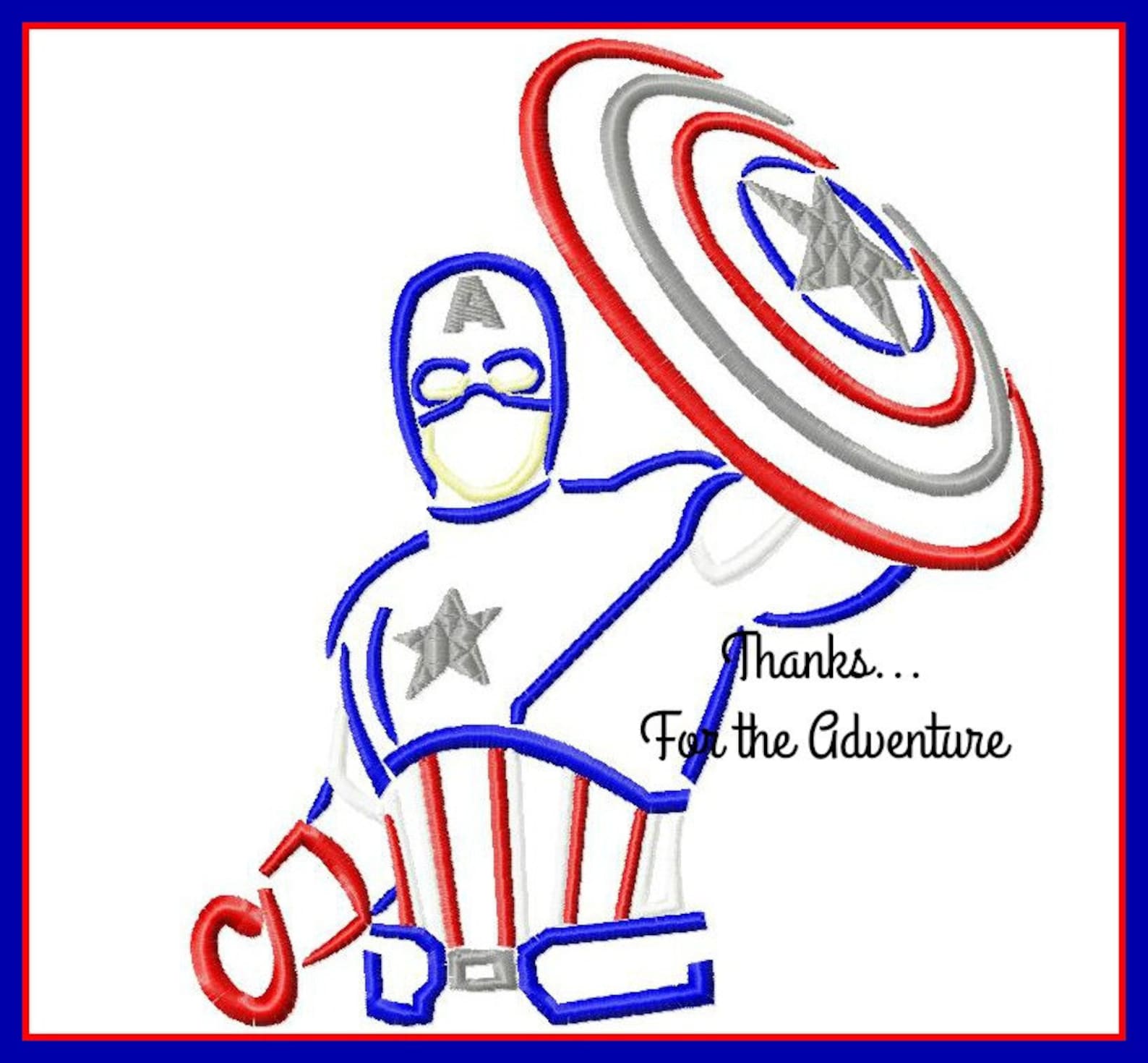 Captain America Sketch Digital Embroidery Machine Design File - Etsy