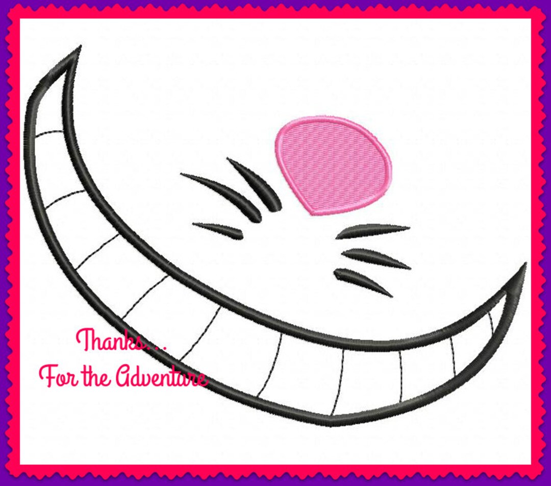 Cheshire Cat Grin Smile From Alice in Wonderland Applique Digital ...