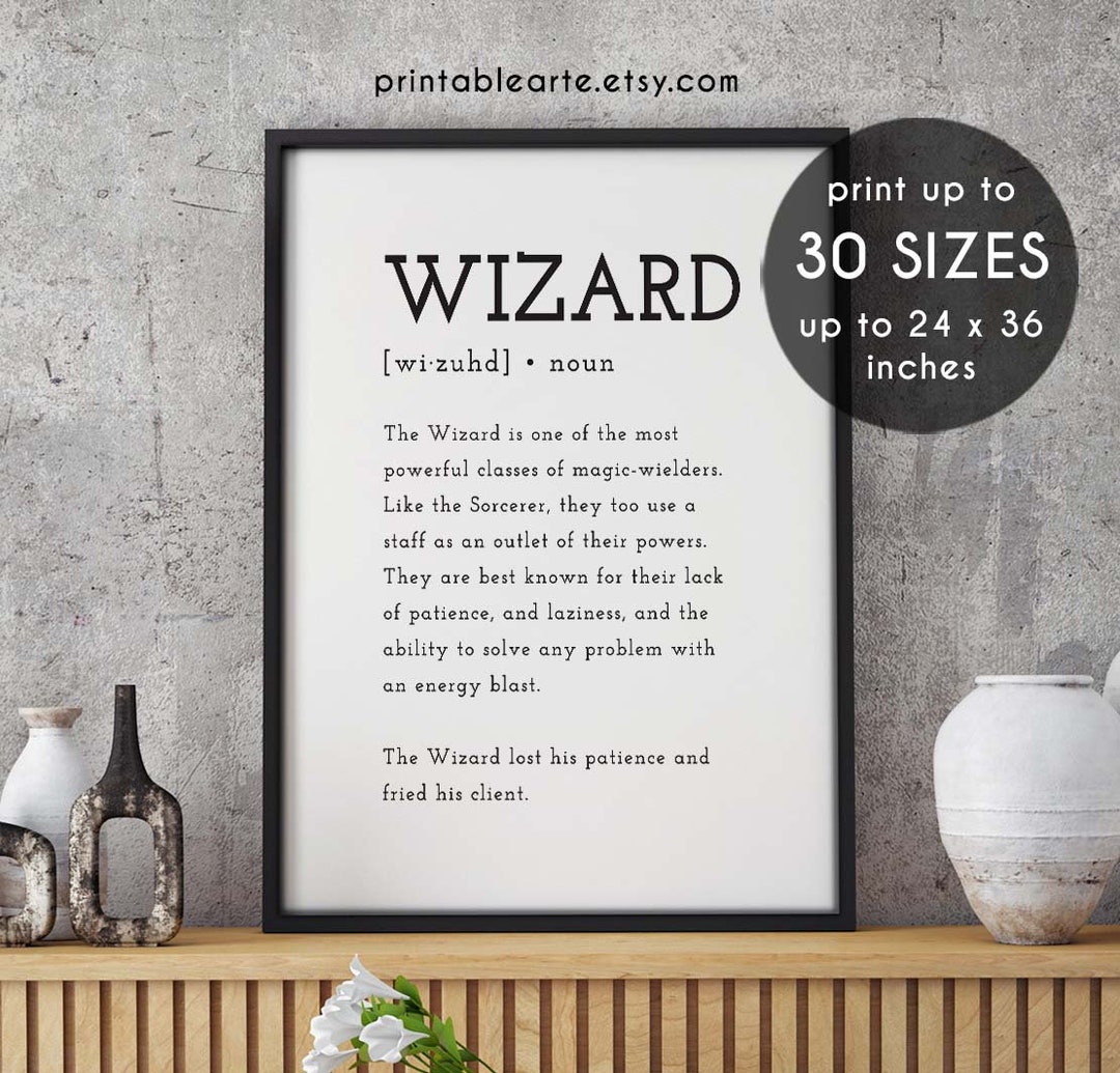 Wizard Definition, Gaming Prints, Gamer Gifts, Gamer Room Decor, Gaming ...
