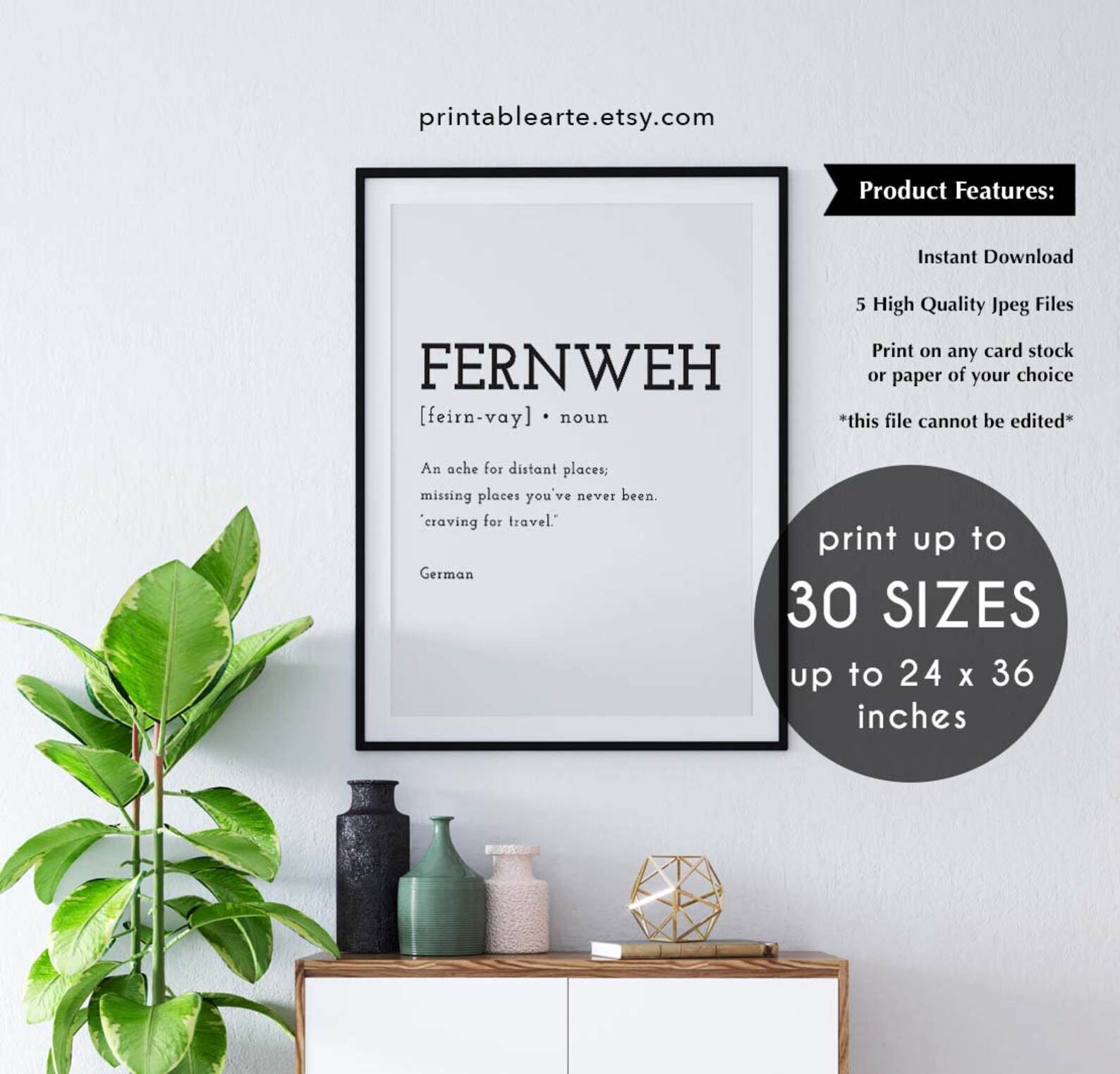Fernweh Minimalist Art Travel Fernweh Definition | Etsy