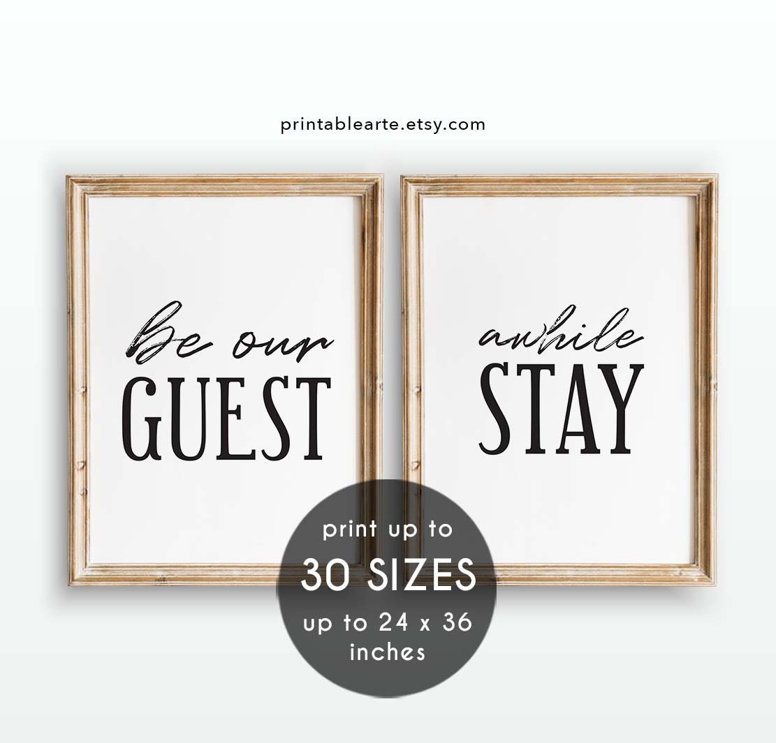 Be Our Guest Stay Awhile Printable Guest Room Printable Be | Etsy