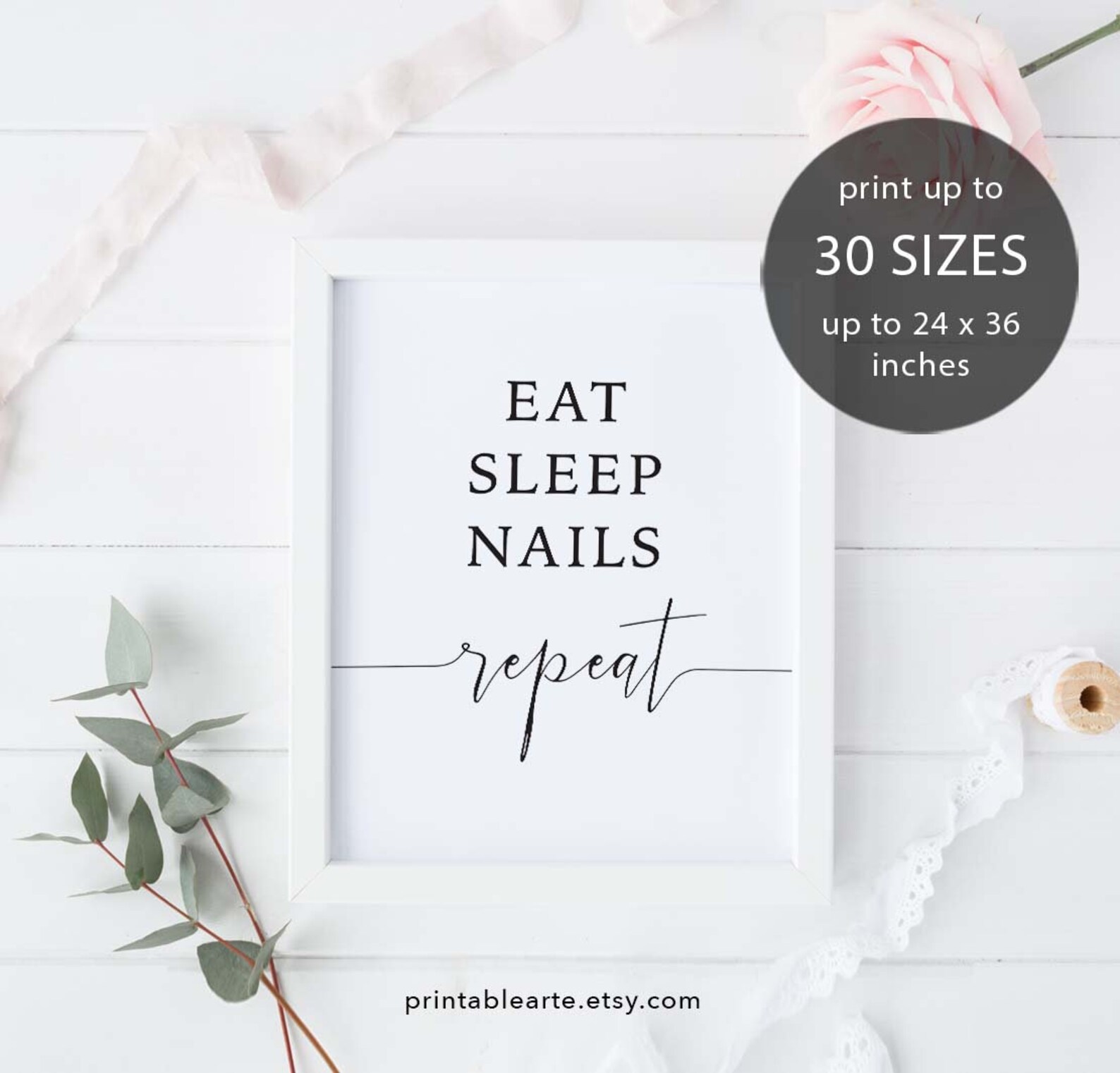 Eat Sleep Nails. Repeat Printable Poster Fashion Art | Etsy