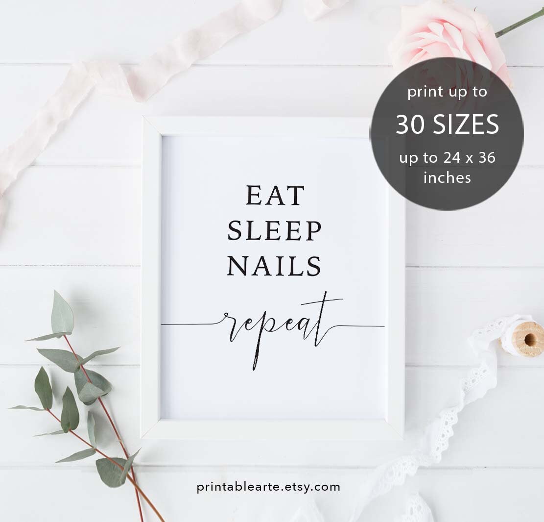 Eat Sleep Nails. Repeat Printable Poster Fashion Art | Etsy