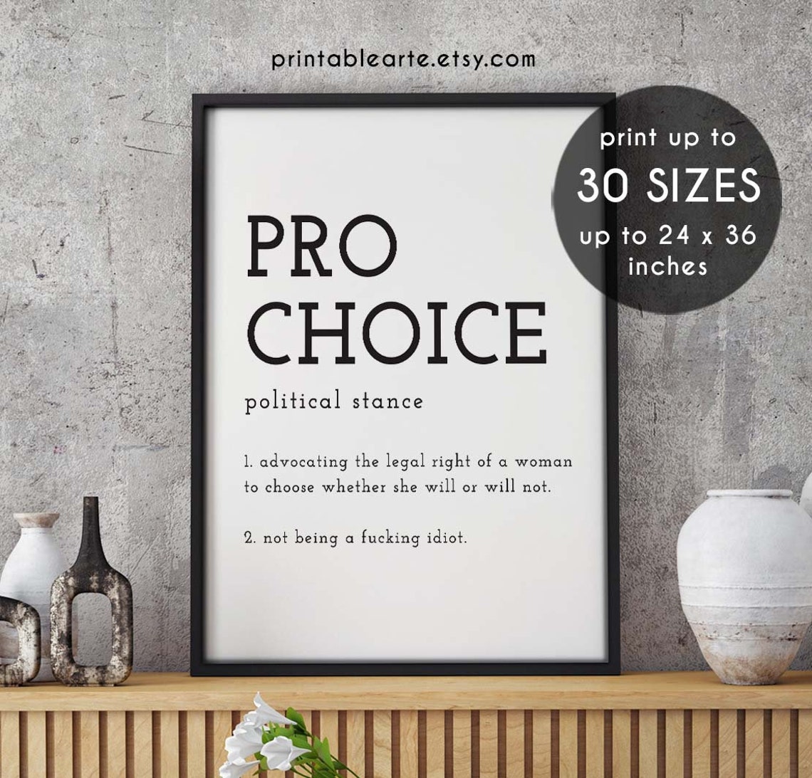 Pro Choice Definition Wall Art Definition Print Printable - Etsy
