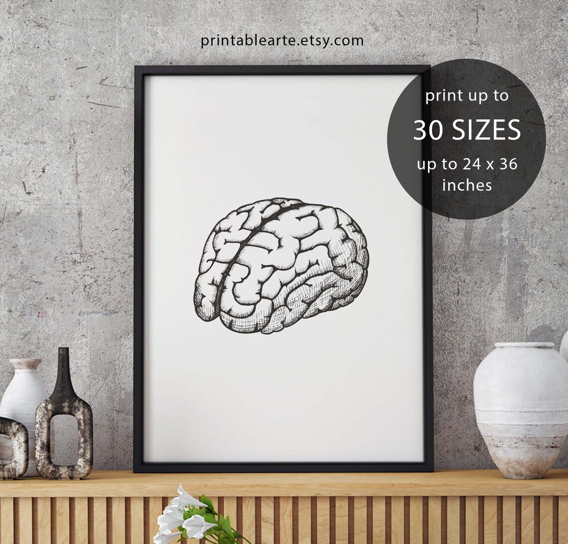 Brain Poster Minimal Wall Art Print Instant Download - Etsy