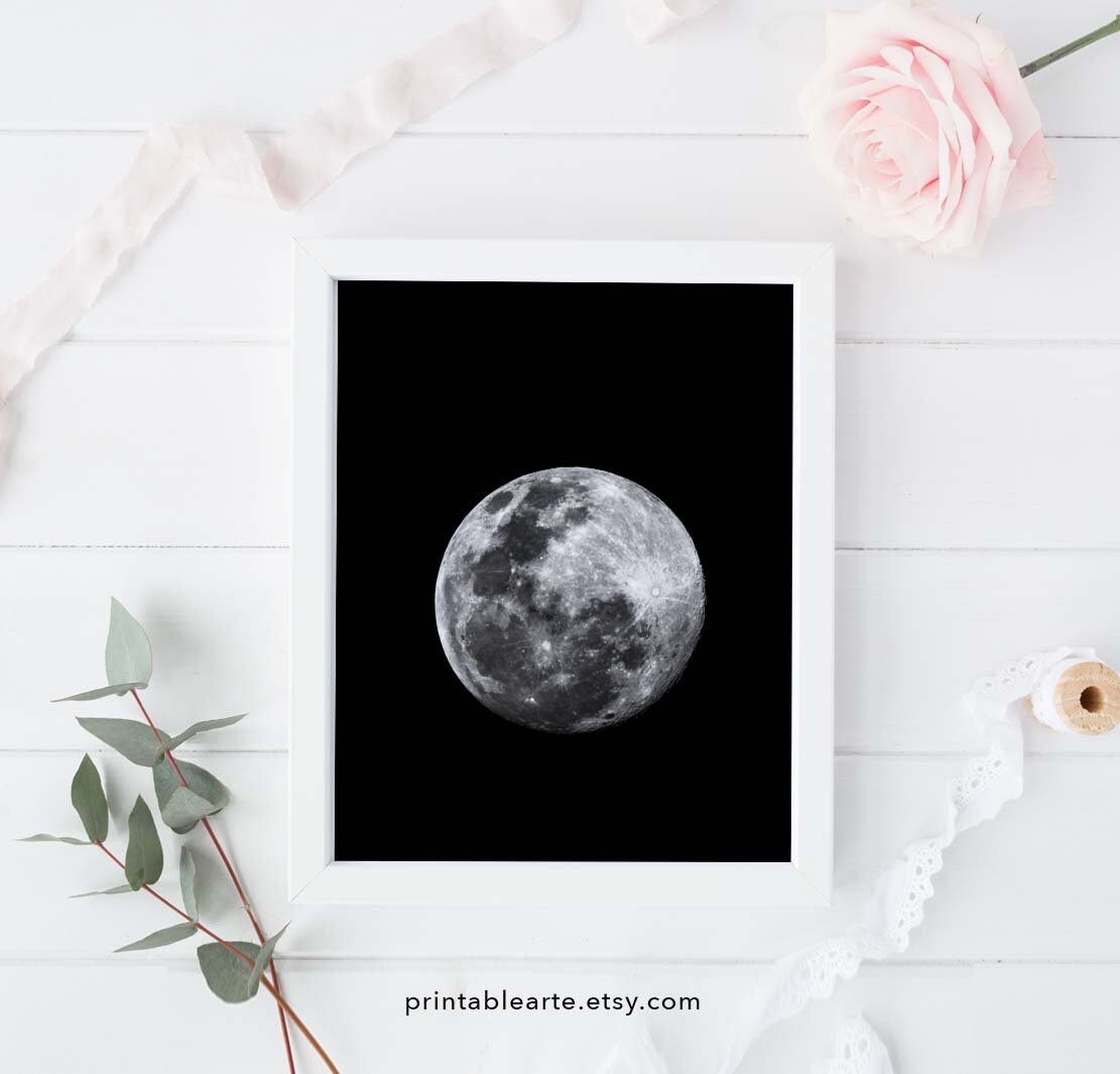 Moon Print Moon Photo Moon Poster Moon Print Full Moon | Etsy