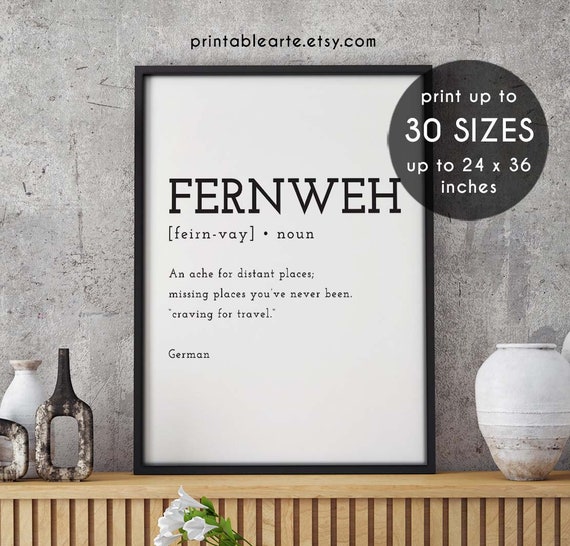 Fernweh Minimalist Art Travel Fernweh Definition | Etsy