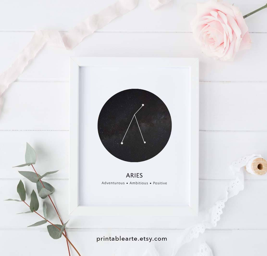 Aries Print Aries star chart print digital download cosmos | Etsy