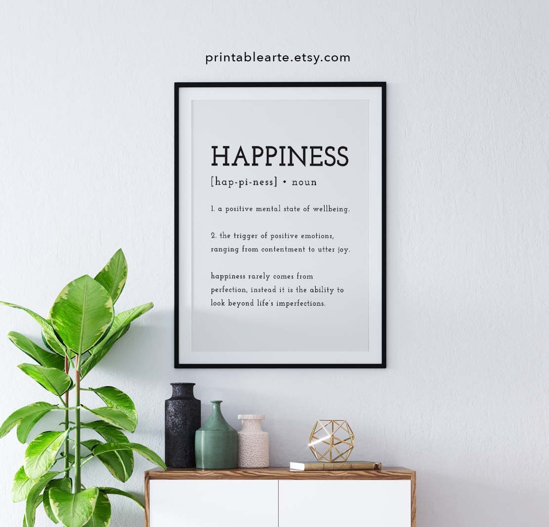 Happiness Happiness Definition Definition Print Definition - Etsy