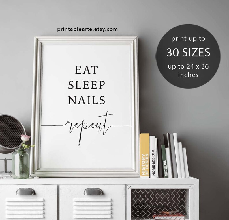 Eat Sleep Nails. Repeat Printable Poster Fashion Art | Etsy