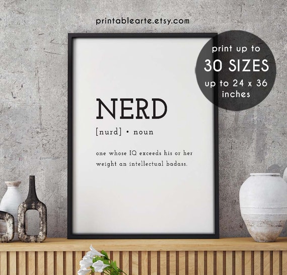 Nerd Definition Definition Print Nerd Nerd Gift Minimalist - Etsy