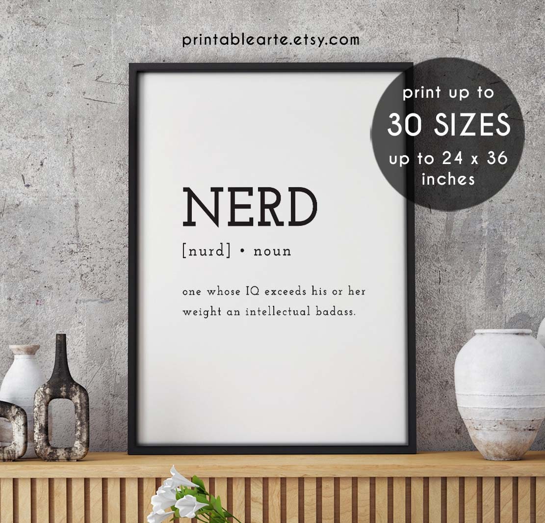 Nerd Definition Definition Print Nerd Nerd Gift Minimalist - Etsy