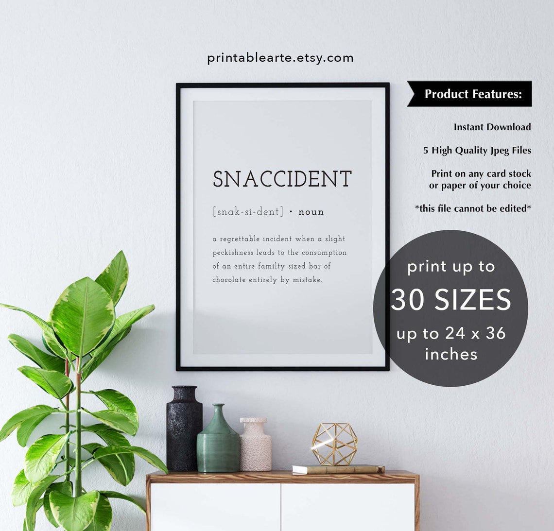 Snaccident Definition Print Kitchen Art Kitchen Wall Art | Etsy
