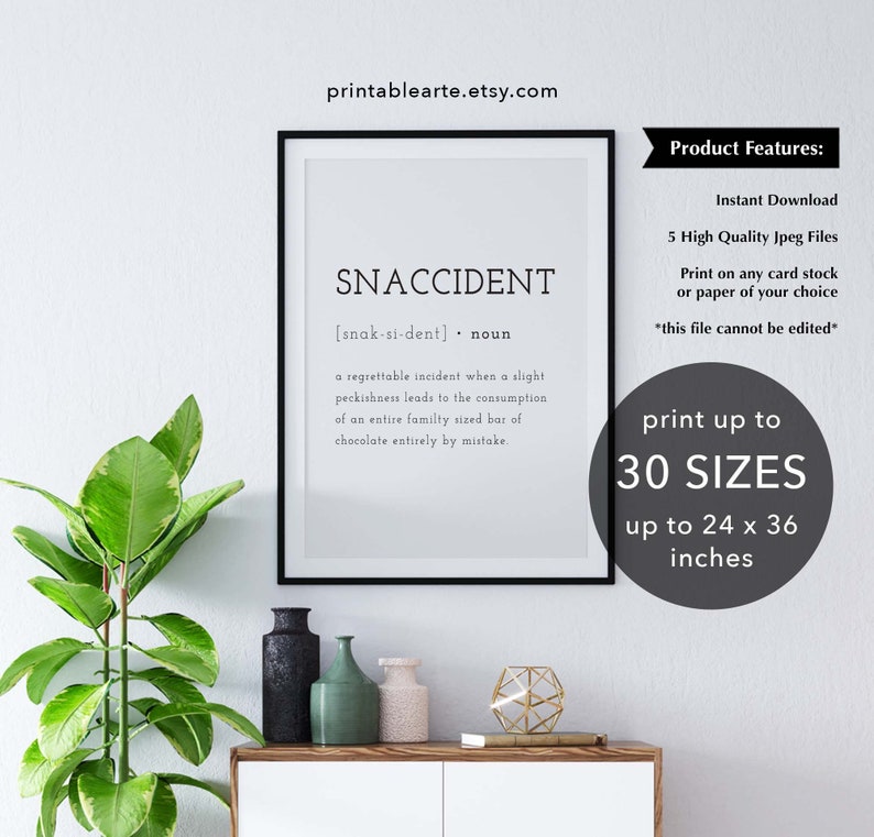 Snaccident Definition Print Kitchen Art Kitchen Wall Art - Etsy
