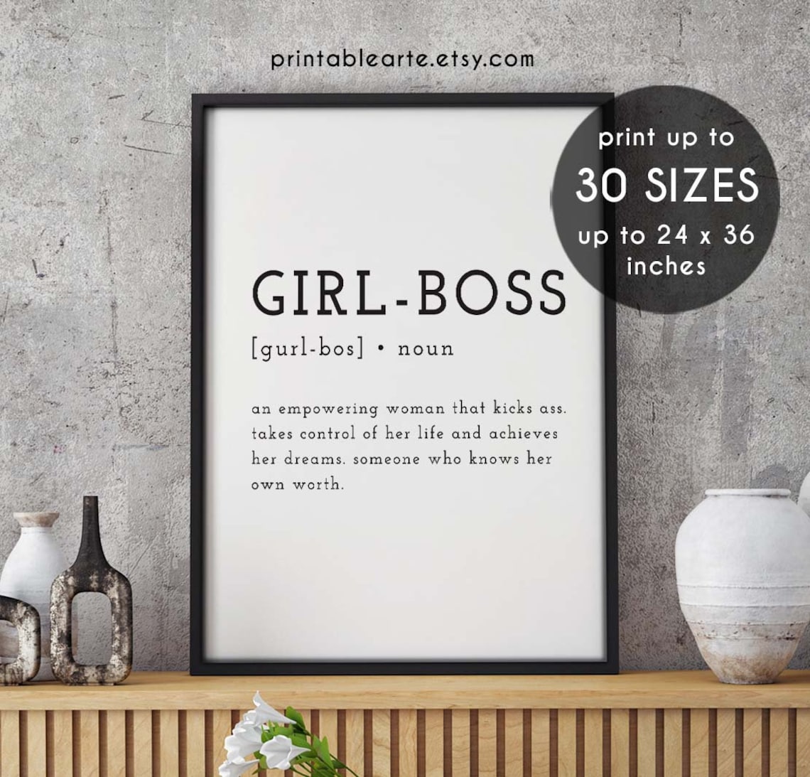 Girl Boss Definition Printable Feminist Wall Art Digital - Etsy