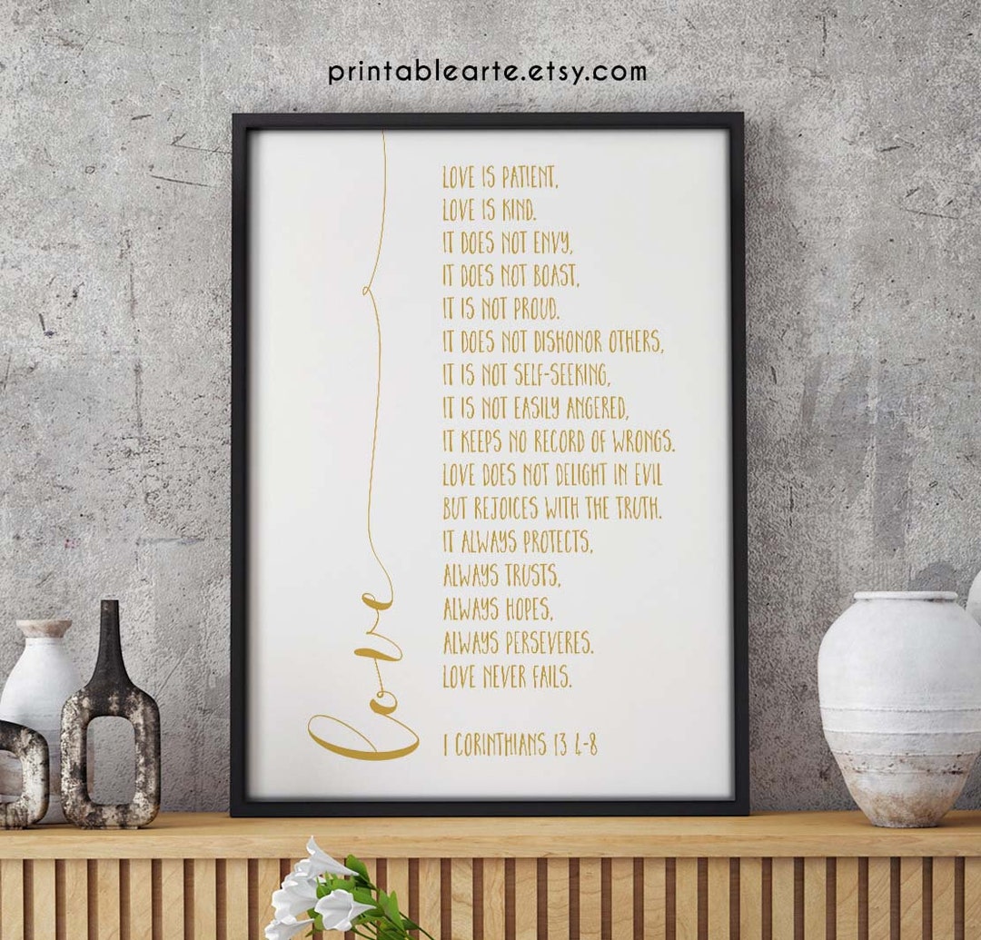 Gold, Bible Verse Art, Instant Download, Wedding Sign, Scripture Print ...