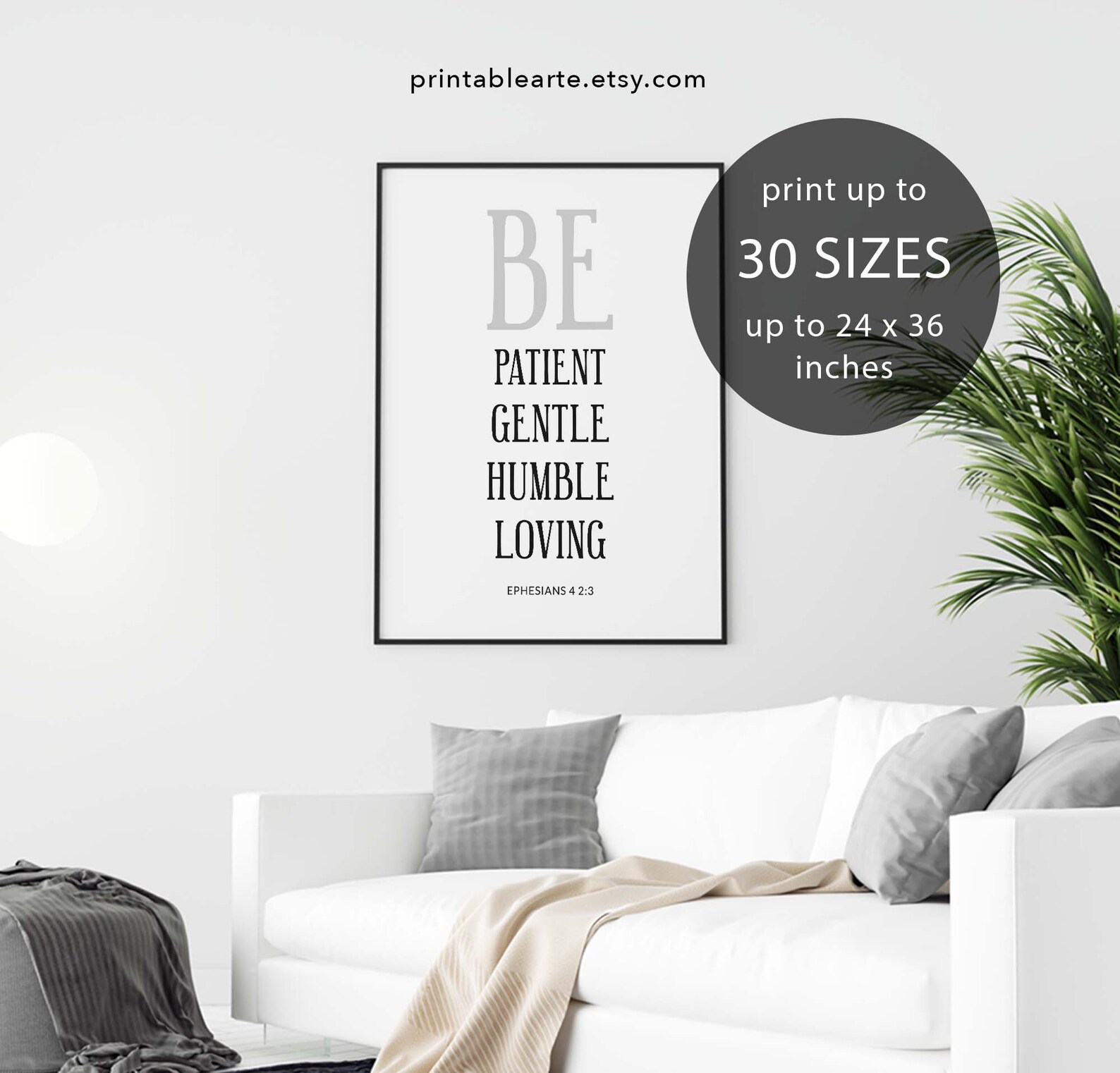 Be Patient Gentle Humble Loving Ephesians Bible Verse - Etsy
