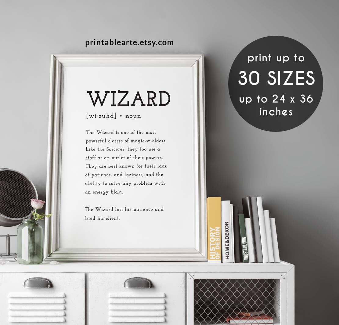 Wizard Definition Gaming Prints Gamer Gifts Gamer Room - Etsy