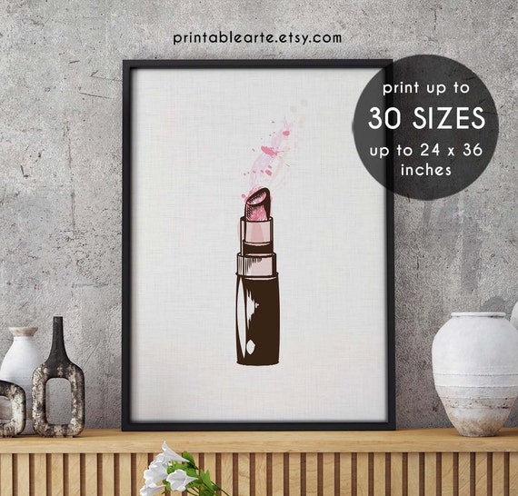 Lipstick print makeup print lipstick art fashion print | Etsy