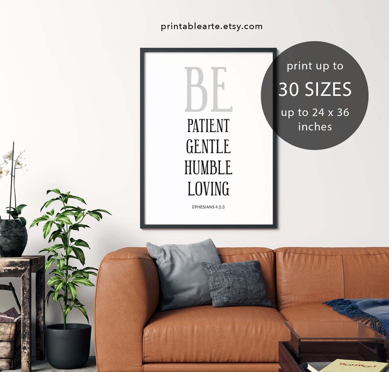 Be Patient Gentle Humble Loving Ephesians Bible Verse - Etsy