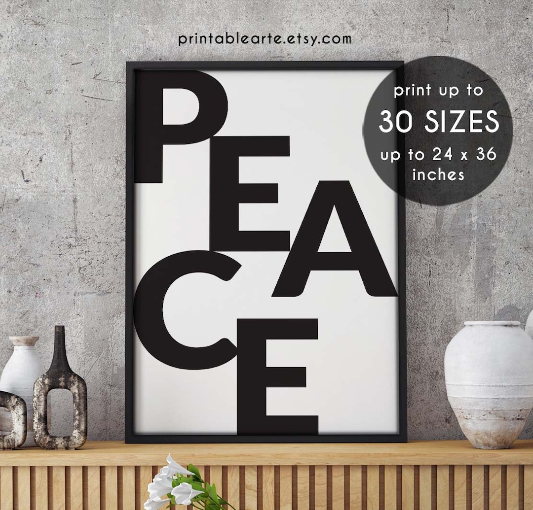 Peace Print, Peace, Instant Download, Wall Art, Peace Art, Home Decor ...