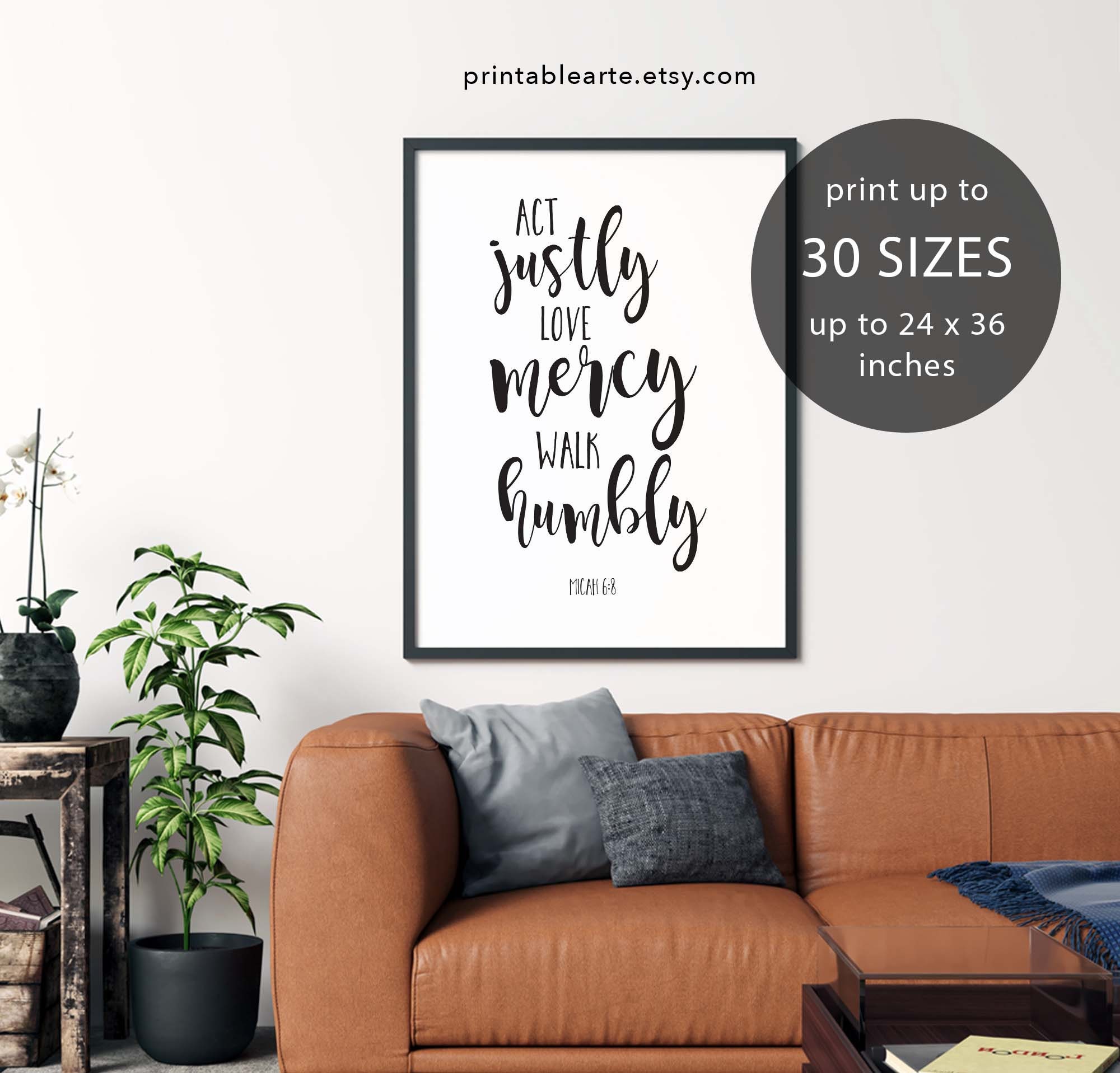 Micah 6:8 Act justly mercy scripture art bible art bible | Etsy