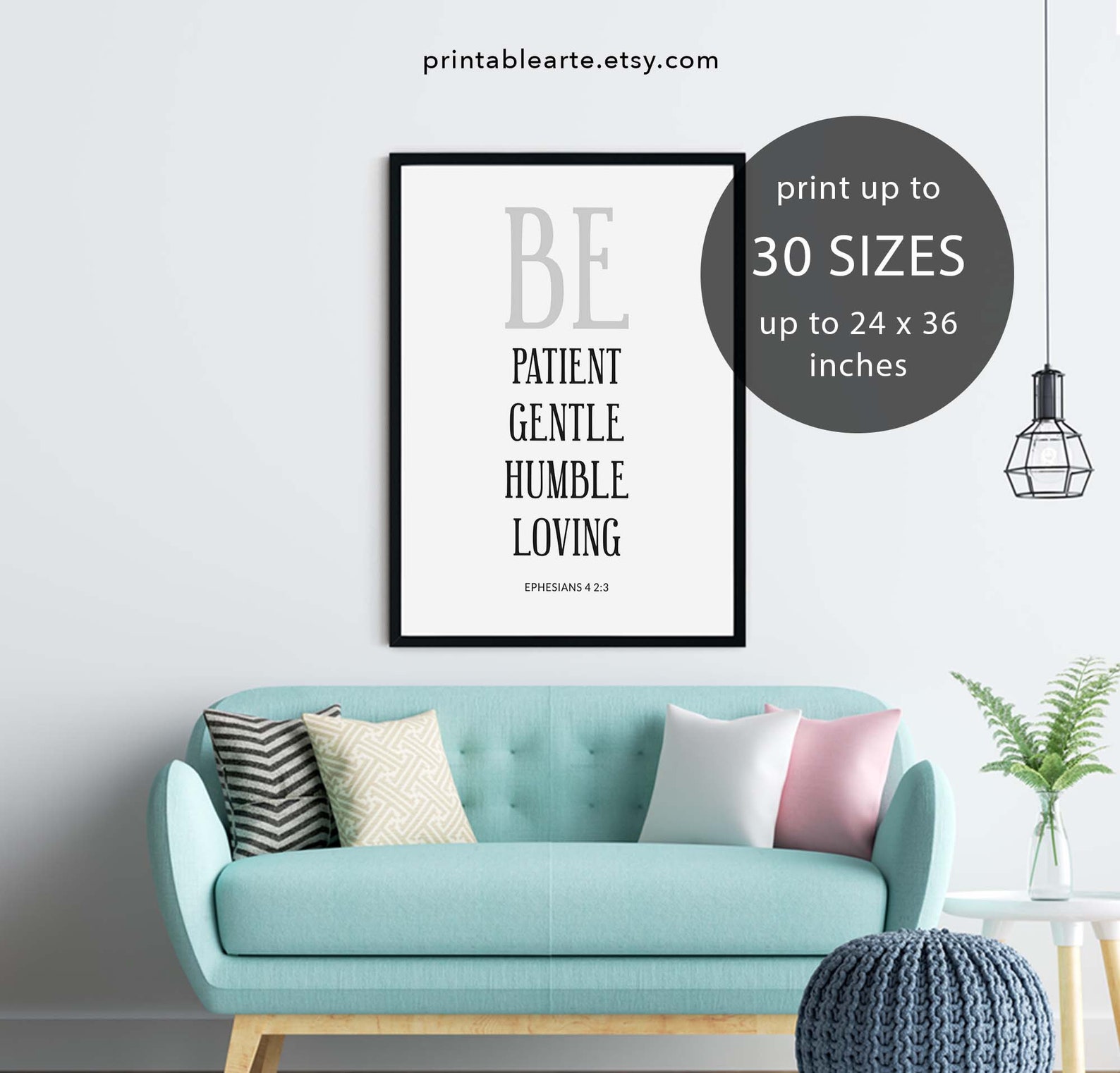 Be Patient, Gentle, Humble, Loving, Ephesians, Bible Verse Print ...