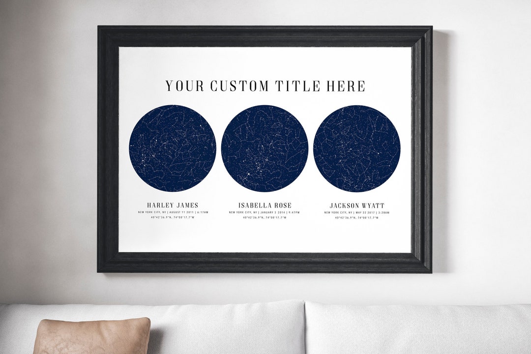 Custom Star Map, Constellation Chart, Map of the Night Sky, Custom Star ...