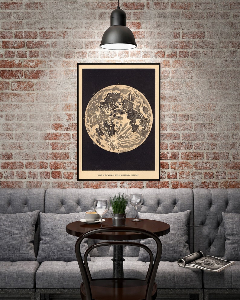 Lunar Moon Print Vintage Moon Poster Vintage Luna Print | Etsy