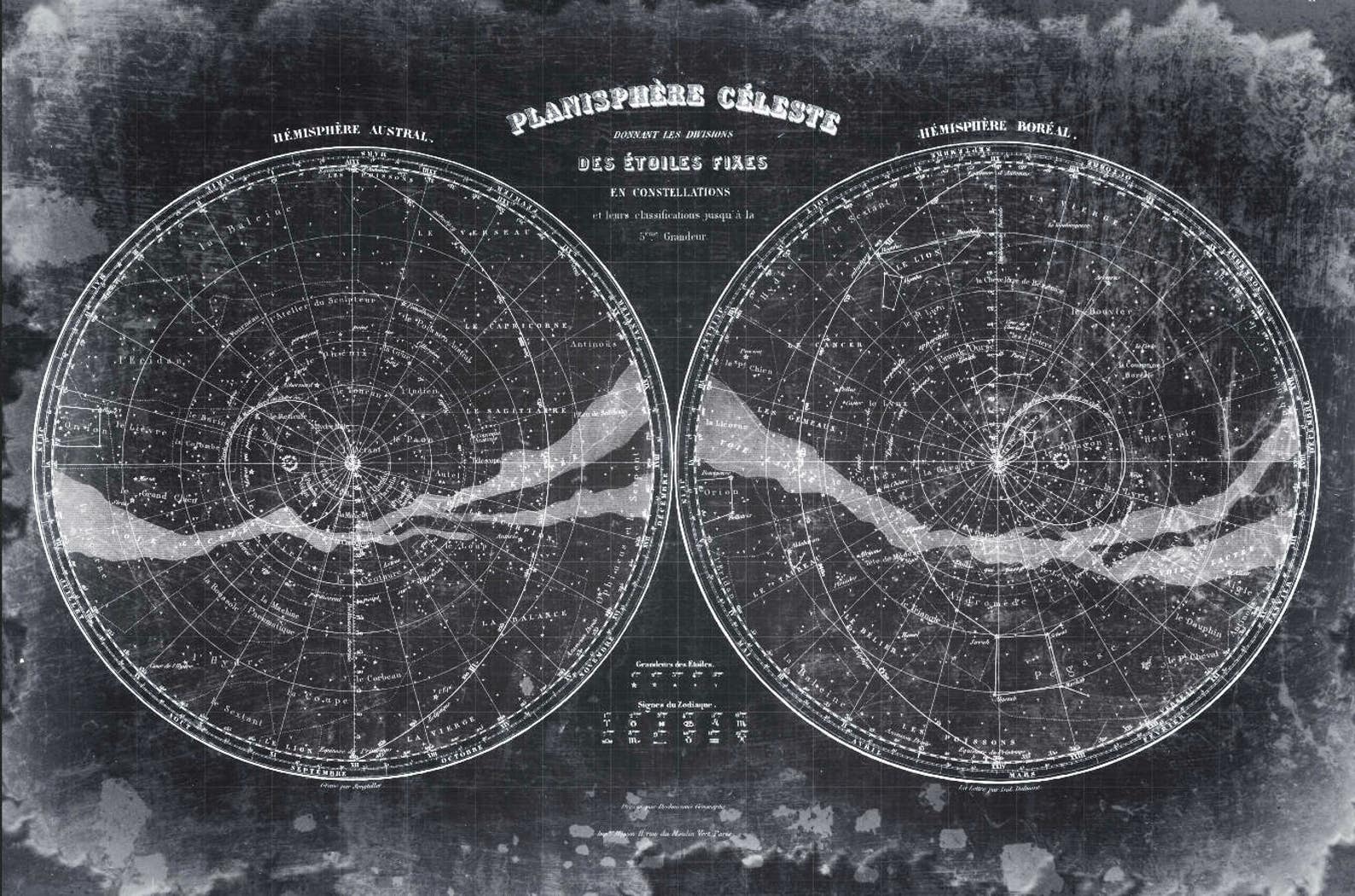 Vintage Constellation Chart, Constellation Map, Star Map, Southern and ...