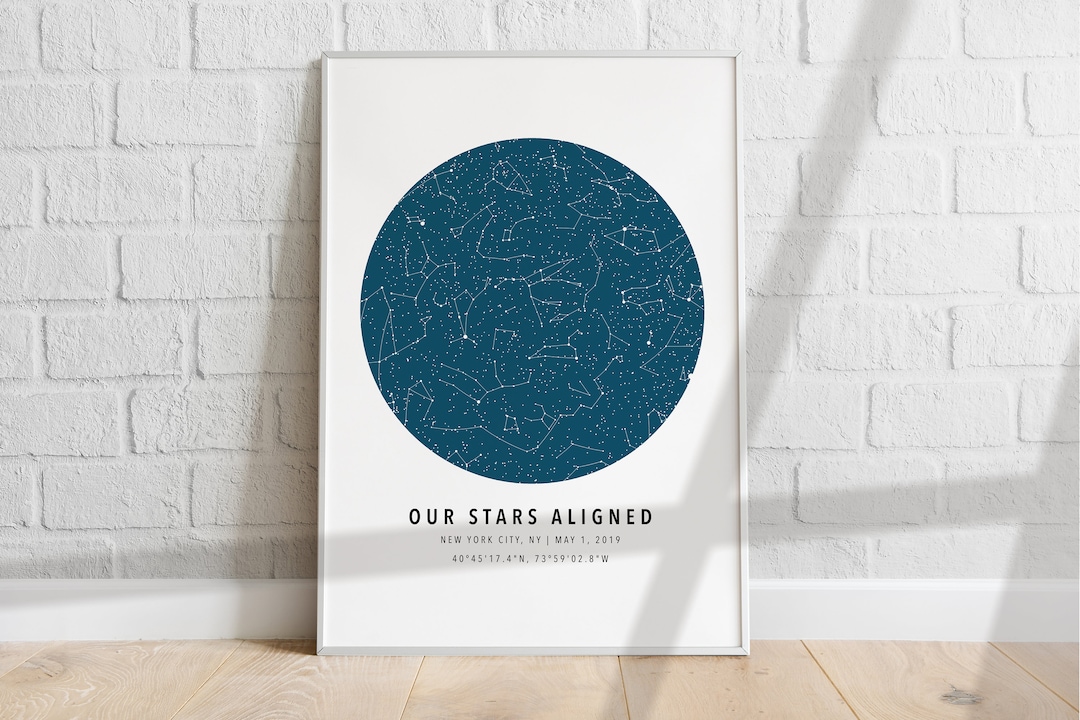 Star Map by Date, Custom Star Map, Constellation Map, Star Map Print ...