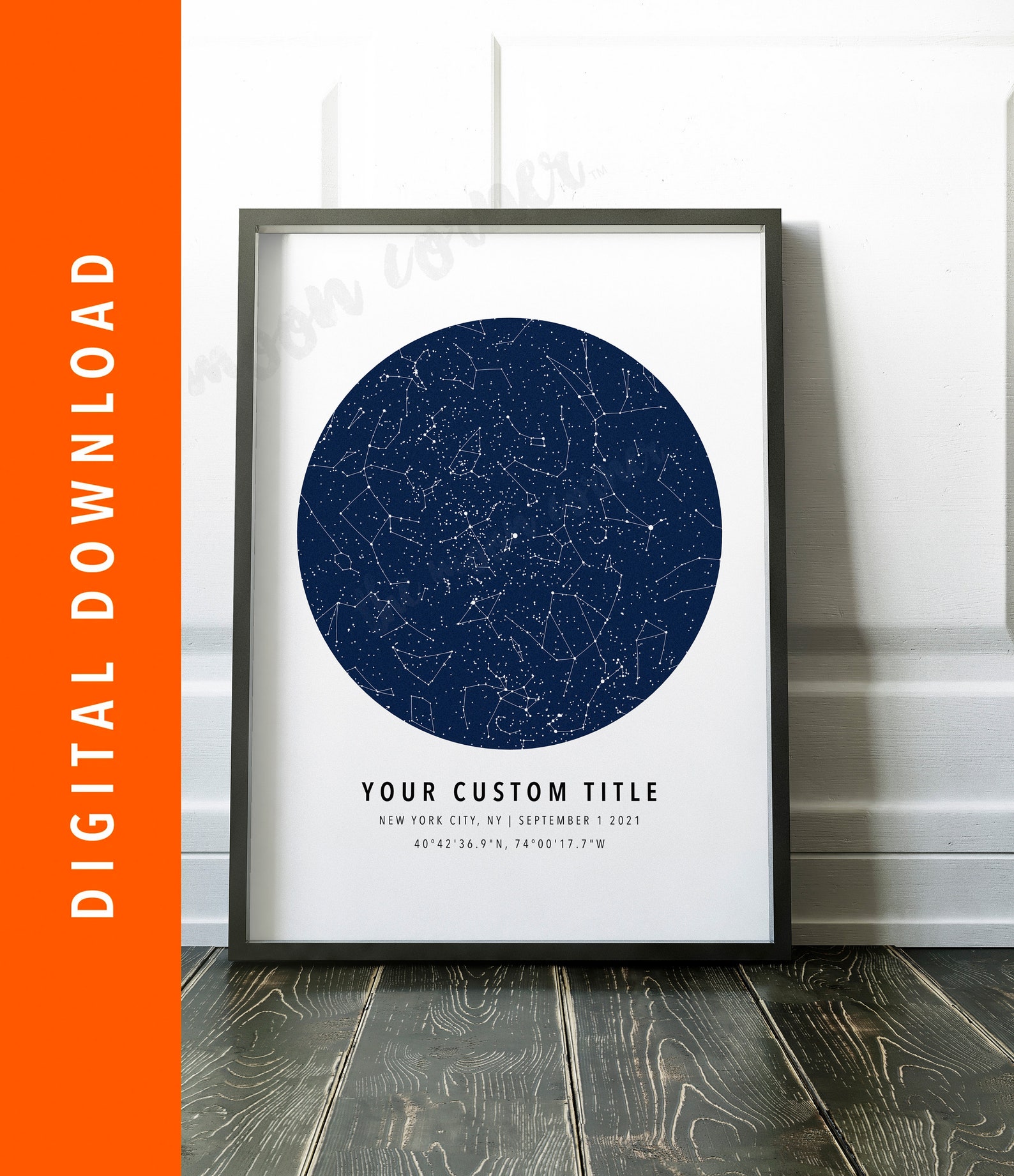 DIGITAL DOWNLOAD Custom Star Map Constellation Chart Map - Etsy