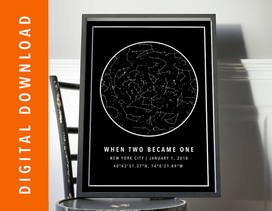 DIGITAL DOWNLOAD - Custom Star Map, Constellation Chart, Map of the ...